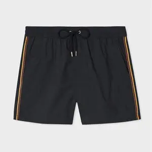 Paul Smith Swim Shorts With Striped Trim - Black