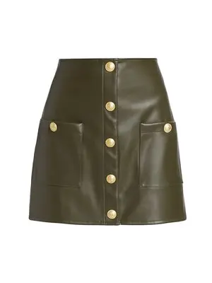 L'AGENCE Truman Faux Leather Miniskirt Army