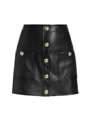 L'AGENCE Truman Faux Leather Miniskirt - Black