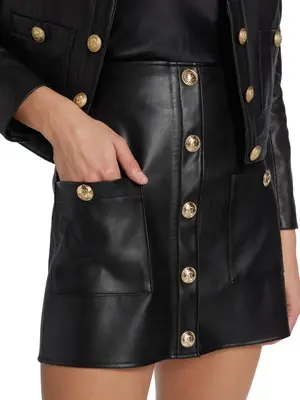 L'AGENCE Truman Faux Leather Miniskirt - Black