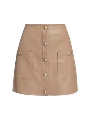 L'AGENCE Truman Faux Leather Miniskirt Chanterelle