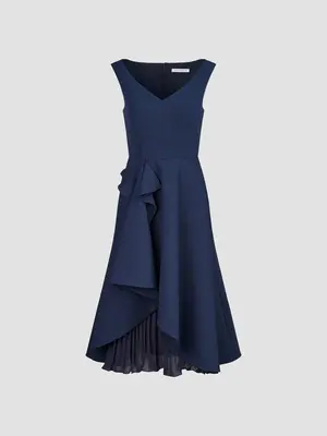 KAY UNGER Begonia Ruffled A-line Midi-dress - Dark Midnight