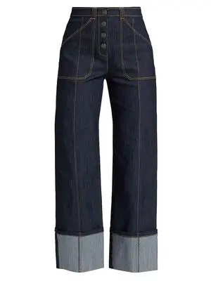 Cinq À Sept Benji Cuffed Wide-leg Jeans - Indigo