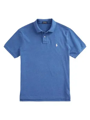 Polo Ralph Lauren Basic Custom Slim-fit Mesh Polo Shirt Fog Blue