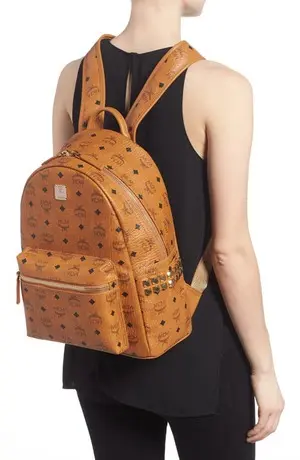 Mcm Medium Stark Side Stud Coated Canvas Backpack