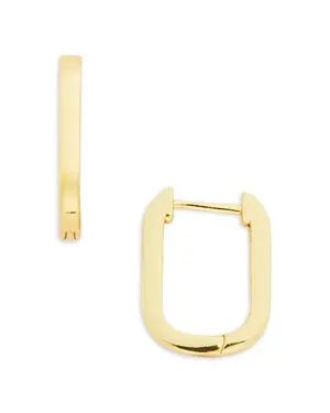 Aqua 18k Yellow Plated Sterling Silver Oval Huggie Hoop Earrings - Gold