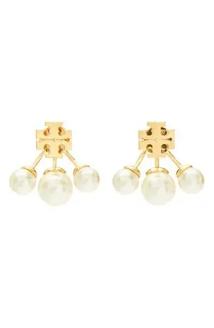 Tory Burch Moondance Pearl Front-back Earrings - Tory Gold/cream