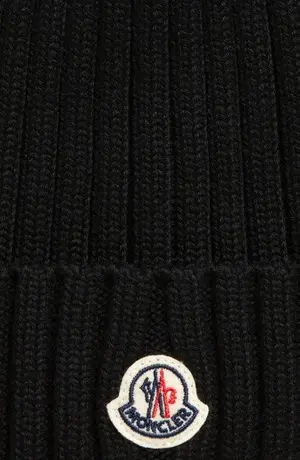 Moncler Virgin Wool Rib Beanie - Black