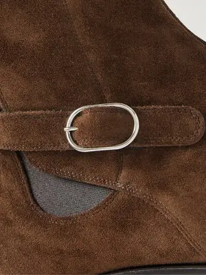 John Lobb Masons Buckled Suede Chelsea Boots