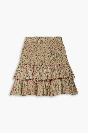 MARANT ETOILE Naomi Floral-Print Mini Skirt Army Green