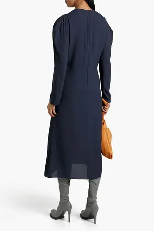 Tibi Gathered Crepe De Chine Midi Dress