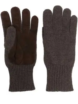 Brunello Cucinelli Panelled Cashmere Gloves Brown