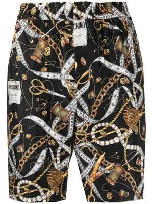 Moschino Chain-print Bermuda Shorts - Black