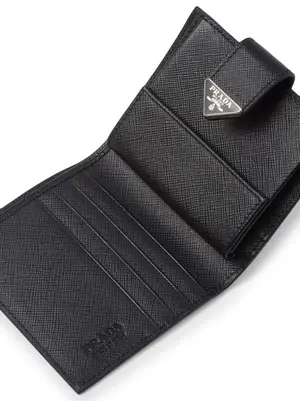 Prada Saffiano Logo-plaque Wallet - Black