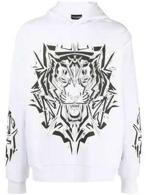 PLEIN SPORT Thunder Tiger Graphic-print Hoodie - White