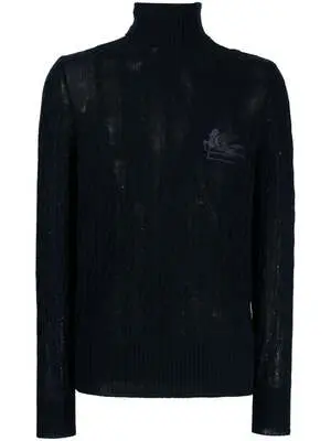 Etro Roll-neck Cable-knit Jumper - Blue