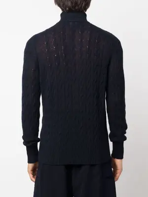Etro Roll-neck Cable-knit Jumper - Blue