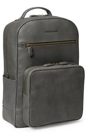 Johnston & Murphy Leather Backpack Grey