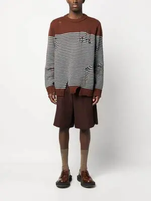 CHARLES JEFFREY Distressed Striped Jumper