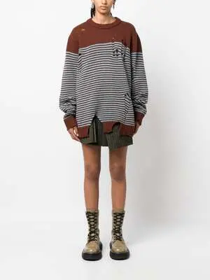 CHARLES JEFFREY Distressed Striped Jumper