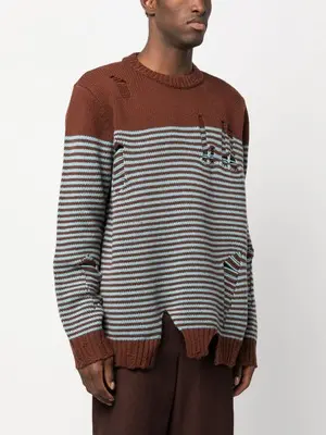 CHARLES JEFFREY Distressed Striped Jumper