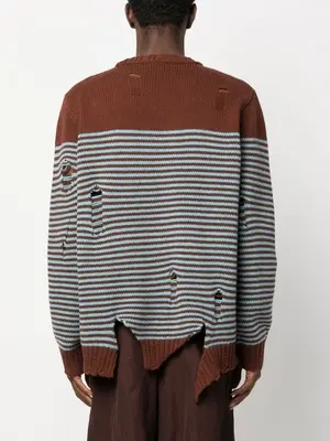 CHARLES JEFFREY Distressed Striped Jumper