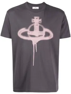 Vivienne Westwood Spray Orb-Print Cotton T-Shirt In Grey - 22% Off