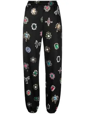 Moschino Graphic-print Straight-leg Trousers - Black