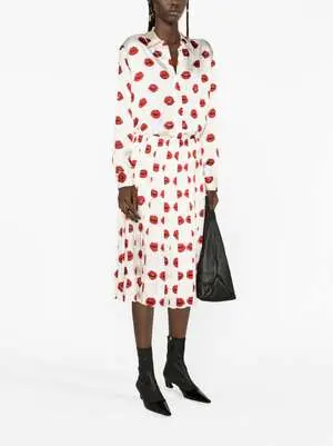 Khaite Tudi Lip-print Pleated Skirt
