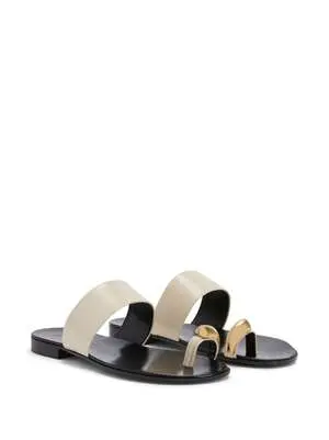 GIUSEPPE ZANOTTI Norbert Leather Toe-loop Sandals - White