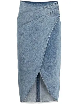 IRO PARIS Etana Asymmetric Denim Midi Skirt