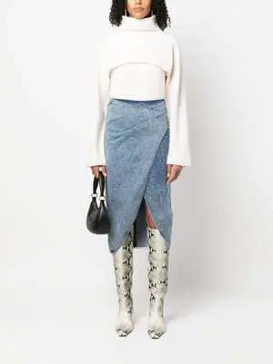 IRO PARIS Etana Asymmetric Denim Midi Skirt