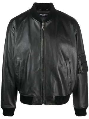 Men's Black Bomber Leather Jackets