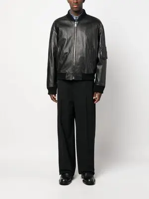 Dolce & Gabbana Leather Bomber Jacket - Black