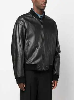 Dolce & Gabbana Leather Bomber Jacket - Black