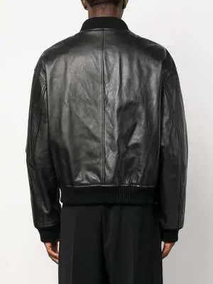 Dolce & Gabbana Leather Bomber Jacket - Black