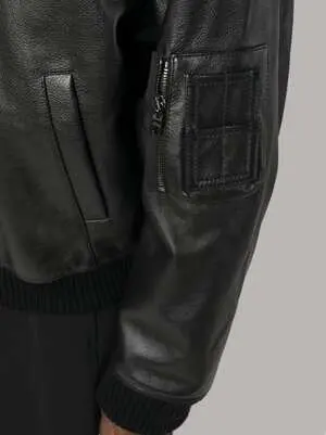 Dolce & Gabbana Leather Bomber Jacket - Black