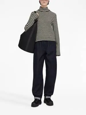 JIL SANDER Logo-patch Striped Sweater - Black