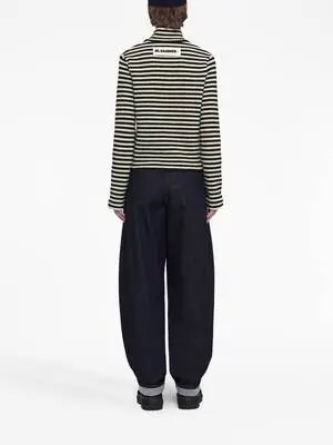 JIL SANDER Logo-patch Striped Sweater - Black