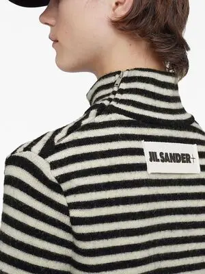 JIL SANDER Logo-patch Striped Sweater - Black