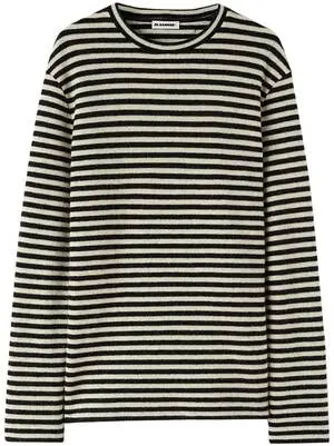 JIL SANDER Striped Wool Sweater - Black