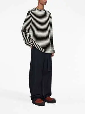 JIL SANDER Striped Wool Sweater - Black