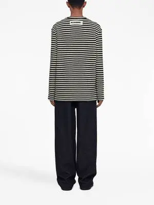 JIL SANDER Striped Wool Sweater - Black