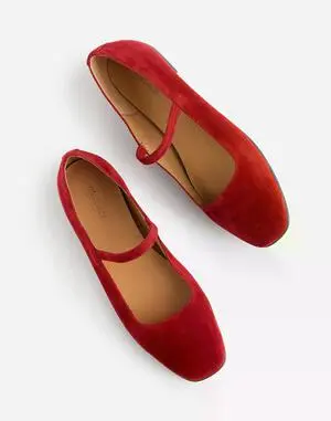 Madewell The Greta Mary Jane Flat In Suede - Ruby Port