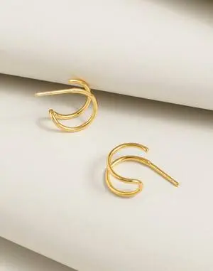 Madewell Demi-fine Double Hoop Earrings - 14k Gold
