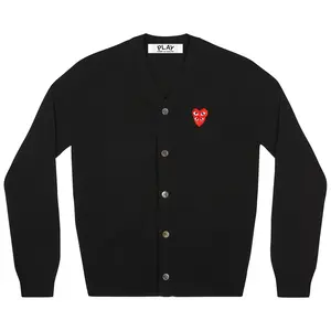 Play Comme Des Garcon Double Heart Cardigan - Black