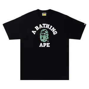 A BATHING APE Text Code Camo College Tee - Black