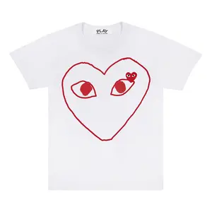 Play Comme Des Garcon Play Red Emblem Heart Sketch Tee - White
