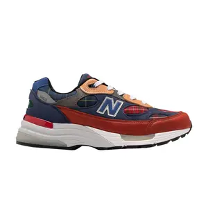 NEW BALANCE 992 Made In USA Plaid Sneakers Orange
