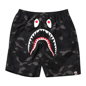 A BATHING APE Color Camo Shark Beach Shorts - Black